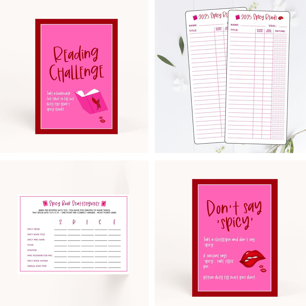 Spicy Book Club Printable Package – awdesignsprintables