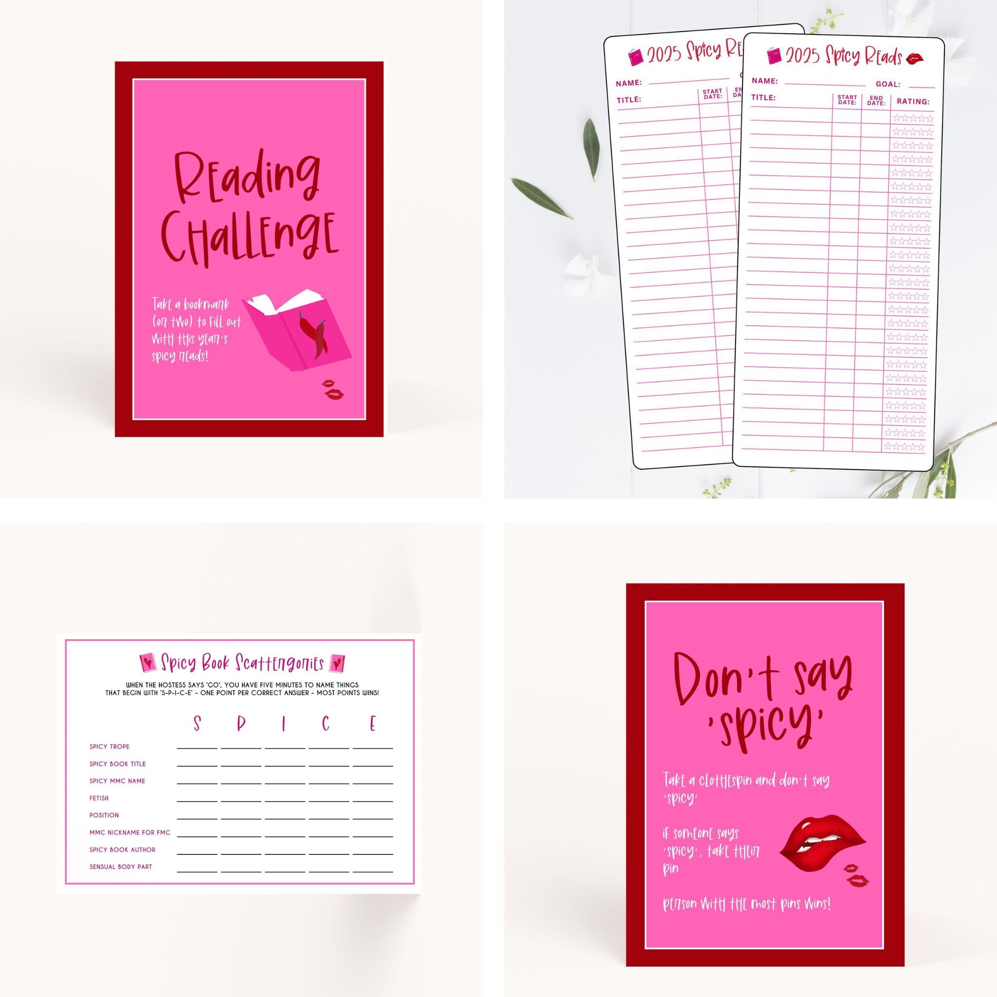 Spicy Book Club Printable Package – awdesignsprintables