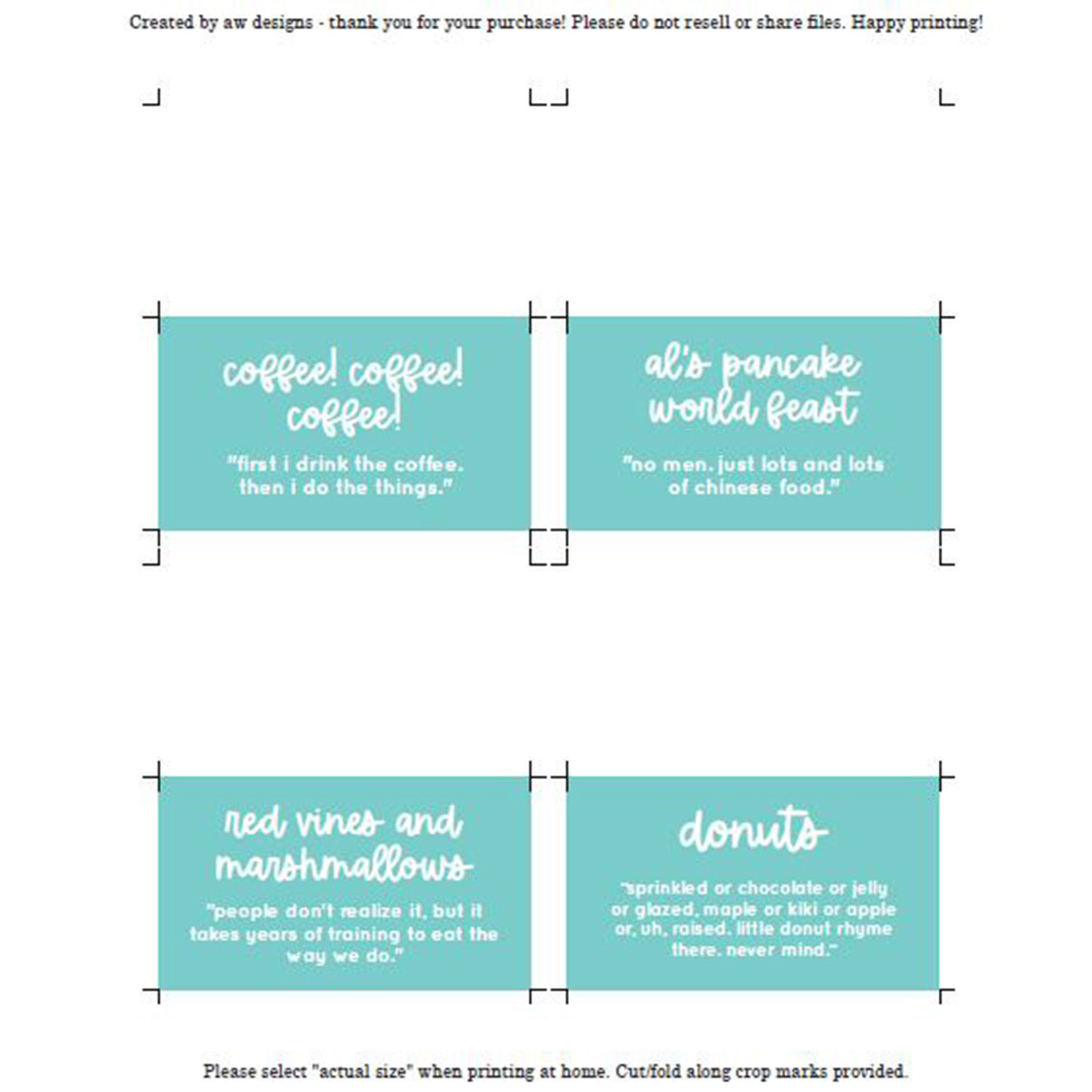 Gilmore Food Tent Printables – awdesignsprintables