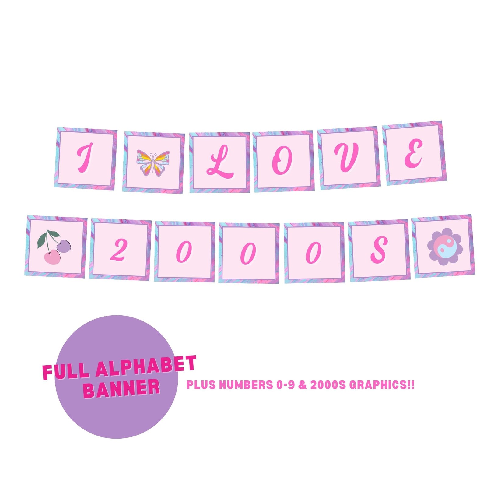 2000s Party Full Alphabet Banner Printable – awdesignsprintables