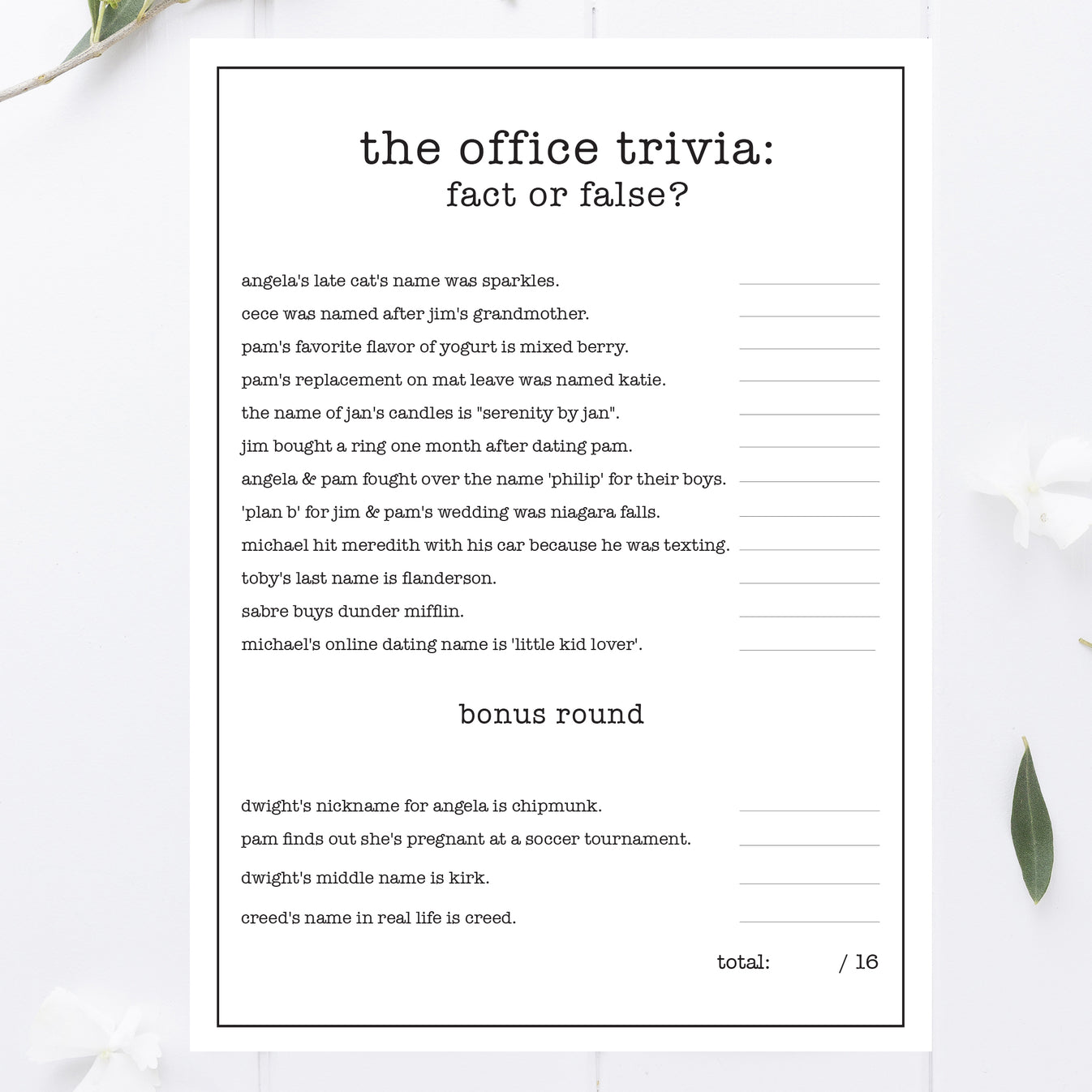 Office Party Trivia Game Printable – awdesignsprintables